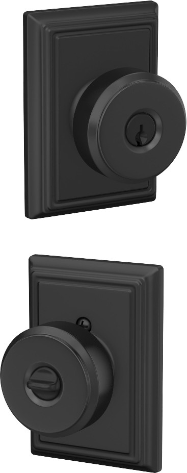 Bowery-Addison Matte Black Exterior Keyed Entry Door Knob